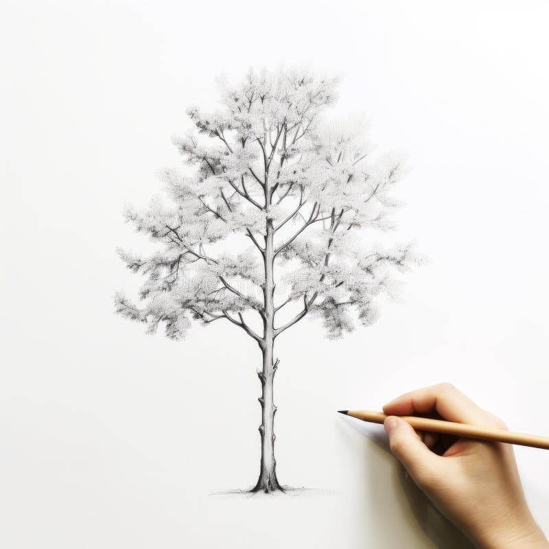 Childlike Drawing of a Beech Tree: Simple and Incomplete Stock ...
