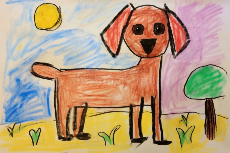 Childlike Drawing Abstract Silhoutte of Dancing Girl or Woman in Free ...