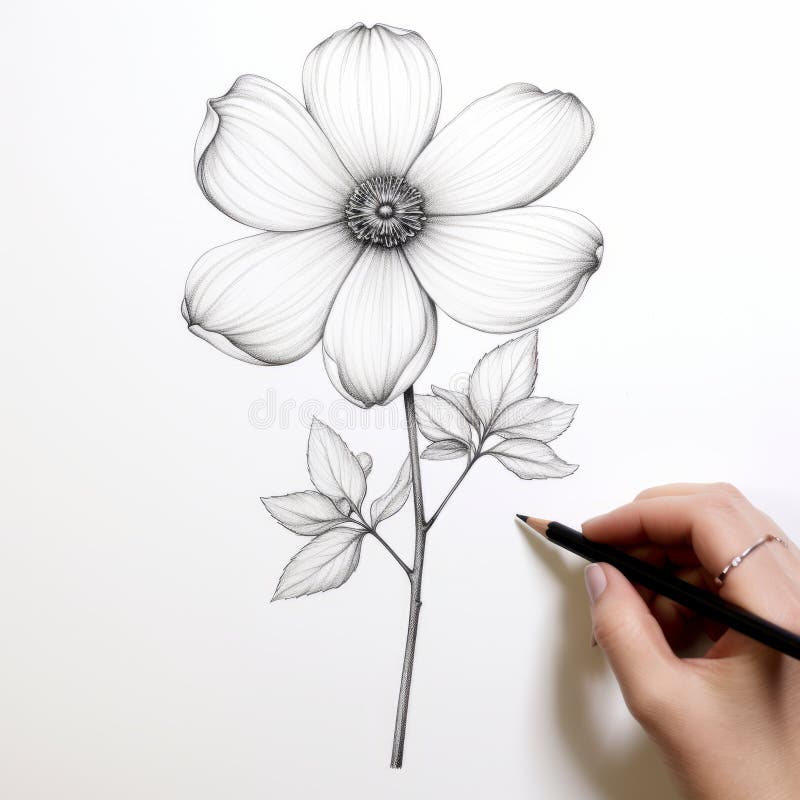 Childlike Drawing of a Dogwood: Simple and Incomplete Stock ...