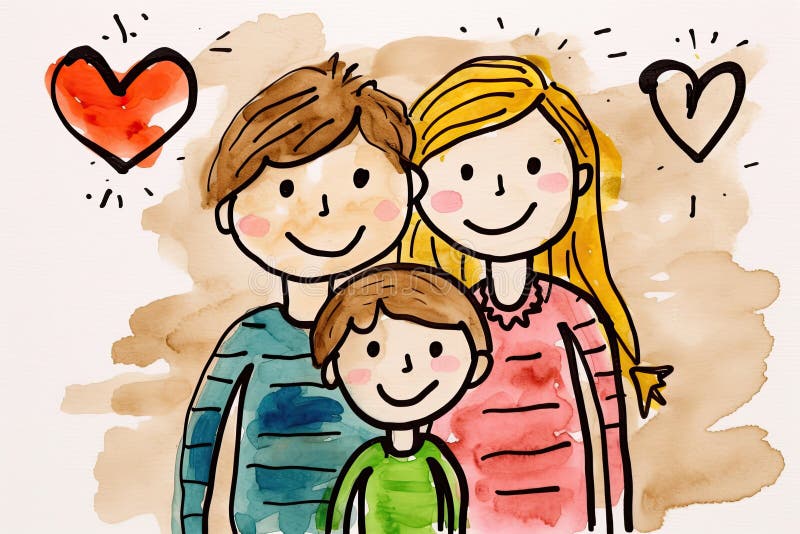 Childlike Drawing of a Family AI Generated Stock Illustration ...