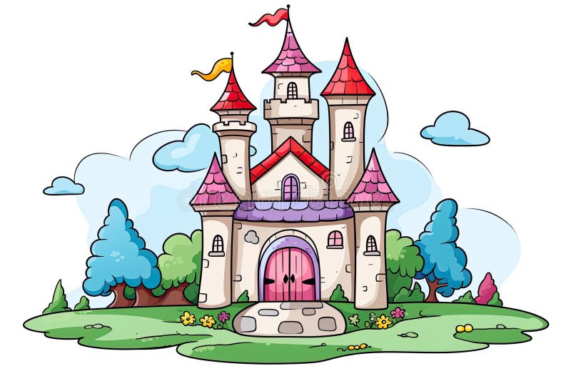 Childlike Drawing of Magical Castle AI Generated Stock Illustration ...
