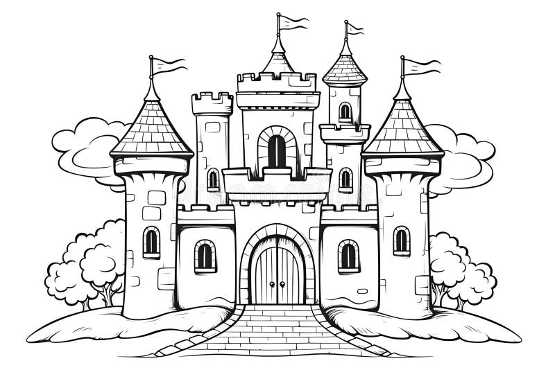Childlike Drawing of Magical Castle AI Generated Stock Illustration ...