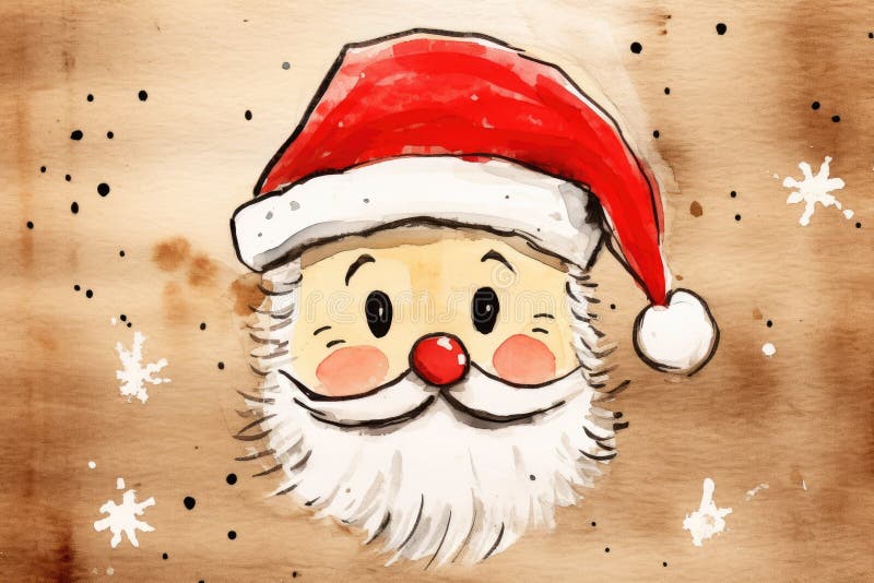 Childlike Drawing of Santa Claus AI Generated Stock Image - Image of ...