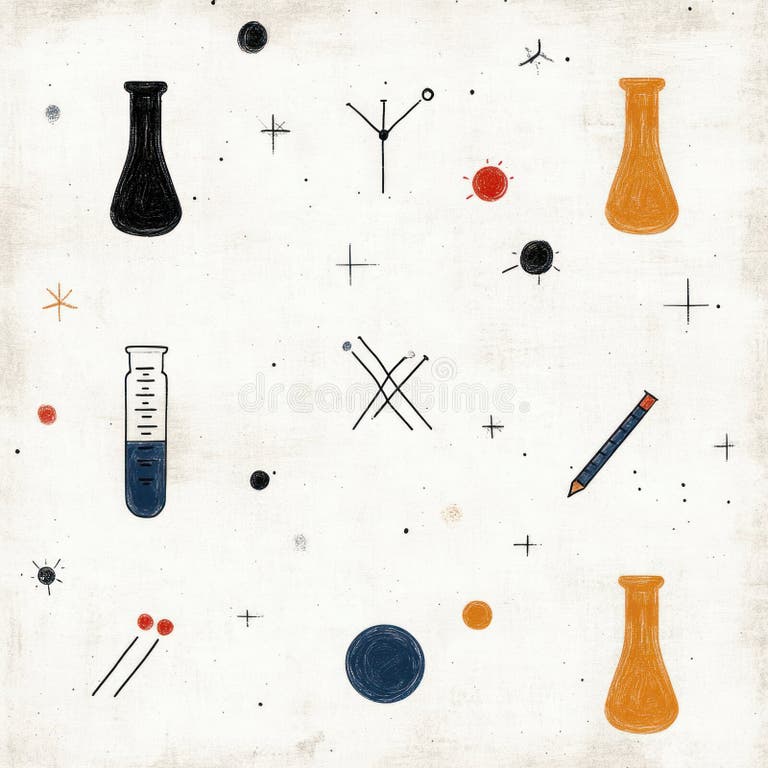Childlike Sketch of Common Chemistry Formulas and Molecules Stock ...