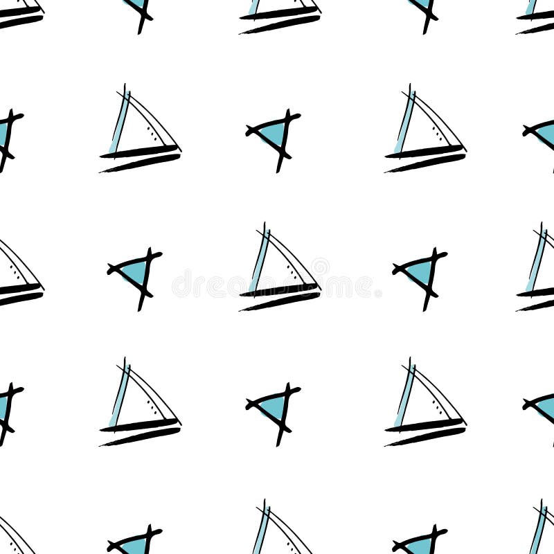 Childlike Triangles Sketched Triangles with Blue Center Hand Drawn ...