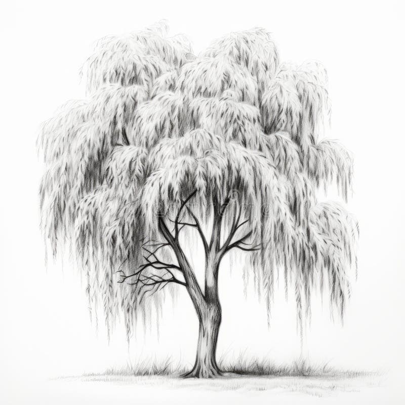 Childproof Willow Tree Drawing: Simple and Incomplete Black and White ...