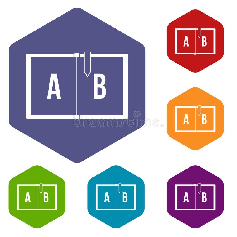 Children Abc Icons Set Hexagon Stock Vector - Illustration of vector ...