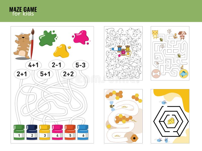 Children Activities Worksheet. Printable Simple Maze Logic Labyrinth ...