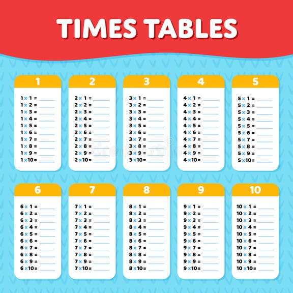 Children Activity Times Table Activity Sheet Stock Illustrations – 3 ...