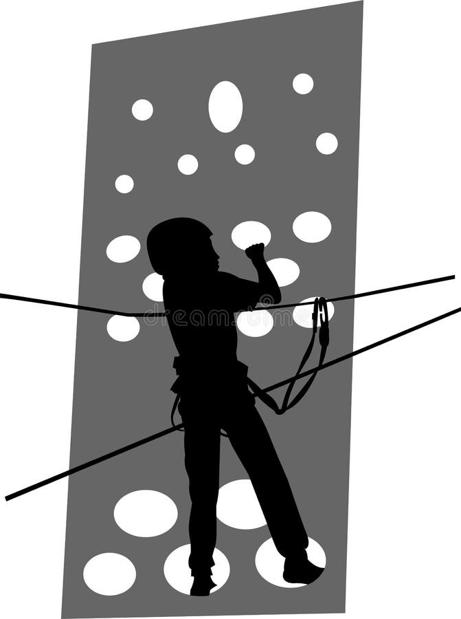 Boy in Adventure Park Rope Ladder. Silhouette Adventure. Extreme ...