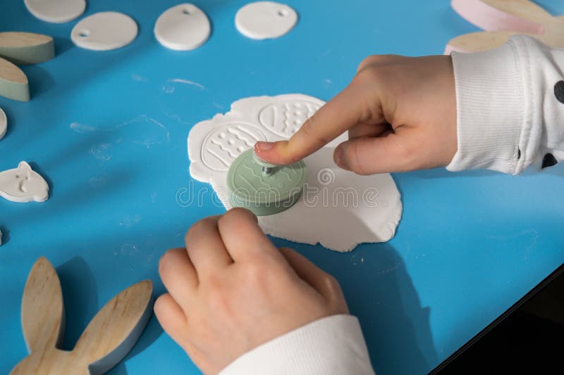 Children Air Dry Clay Activity Handicraft Idea. DIY Process Step by ...