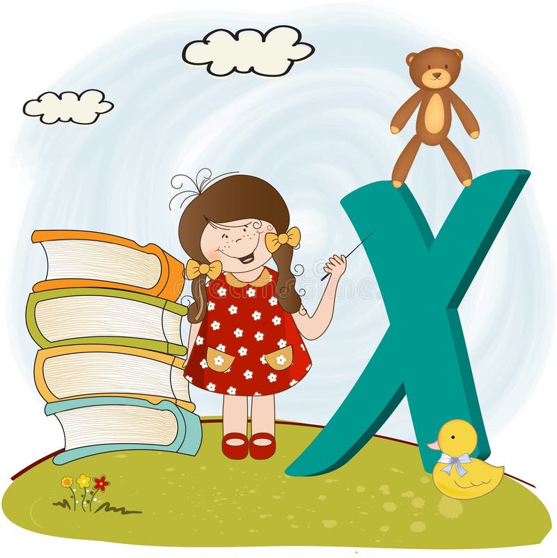 Cartoon Kids with WXYZ Letters Stock Vector - Illustration of learn ...