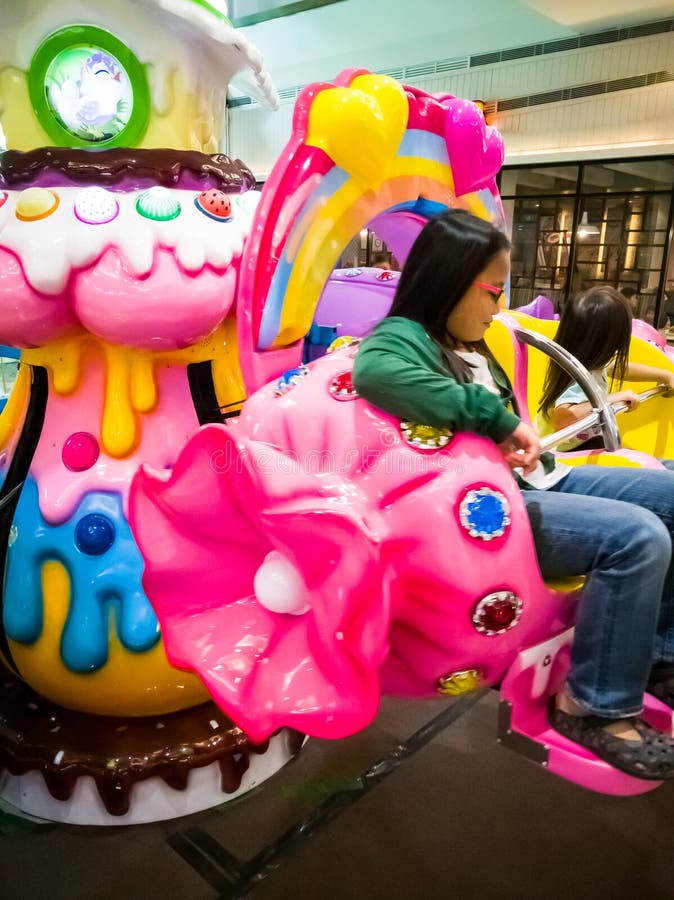 Children at the Amusement Park and Ride in Malaysia Stock Image - Image ...