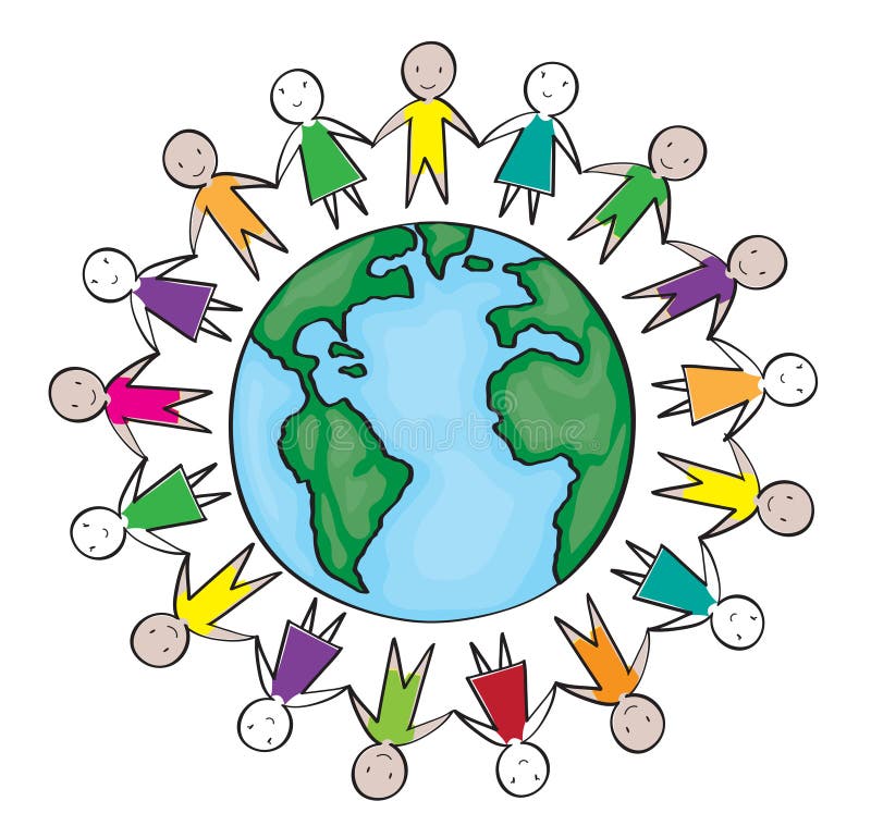Children Around the World in the Blue Circle Stock Vector ...