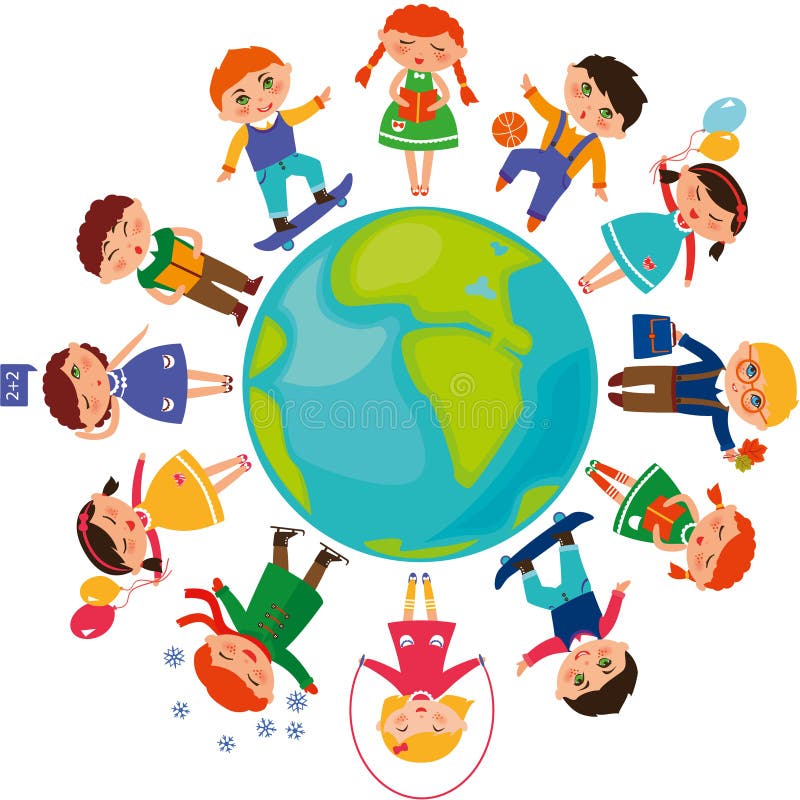 Children_around_the_world stock vector. Illustration of lesson - 63041366