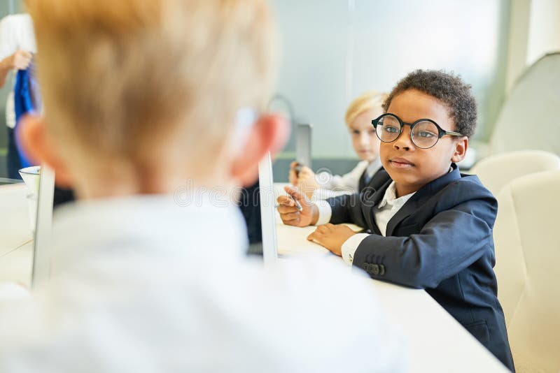 Children As Business People in Computer Workshop Stock Photo - Image of ...