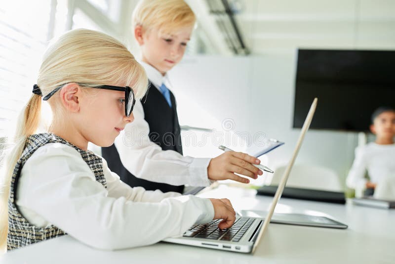 Children As Business People at Laptop Computer Stock Image - Image of ...