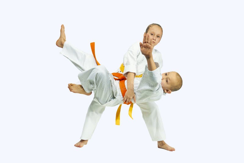 Children Athlete are Training Judo Throws Stock Image - Image of girl ...