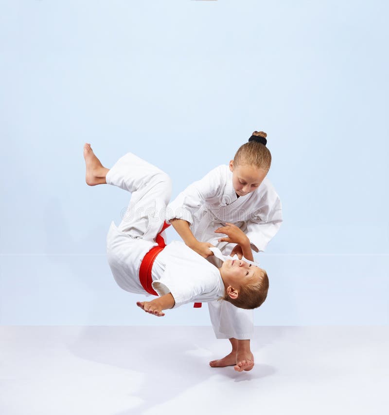 Children Athletes Train Judo Throws Stock Photo - Image of patience ...