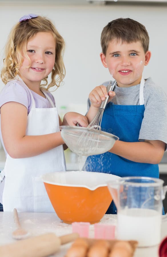 Children Baking Cookies Together in Kitchen Stock Image - Image of love ...