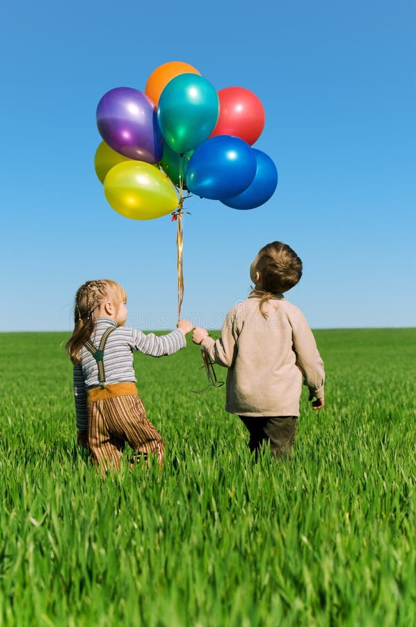 Children with balloons stock image. Image of little, lifestyles - 14420575