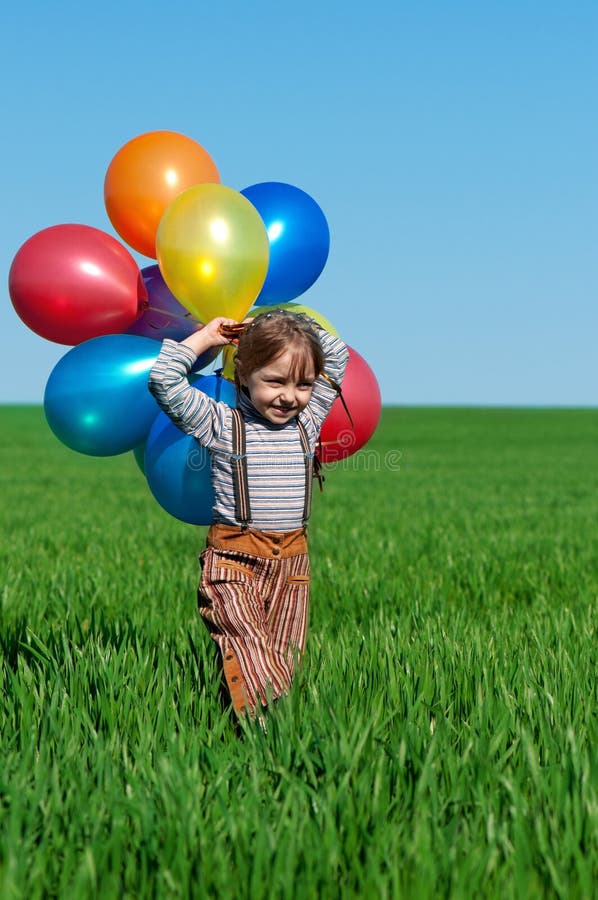 Children with balloons stock photo. Image of little, color - 17938984
