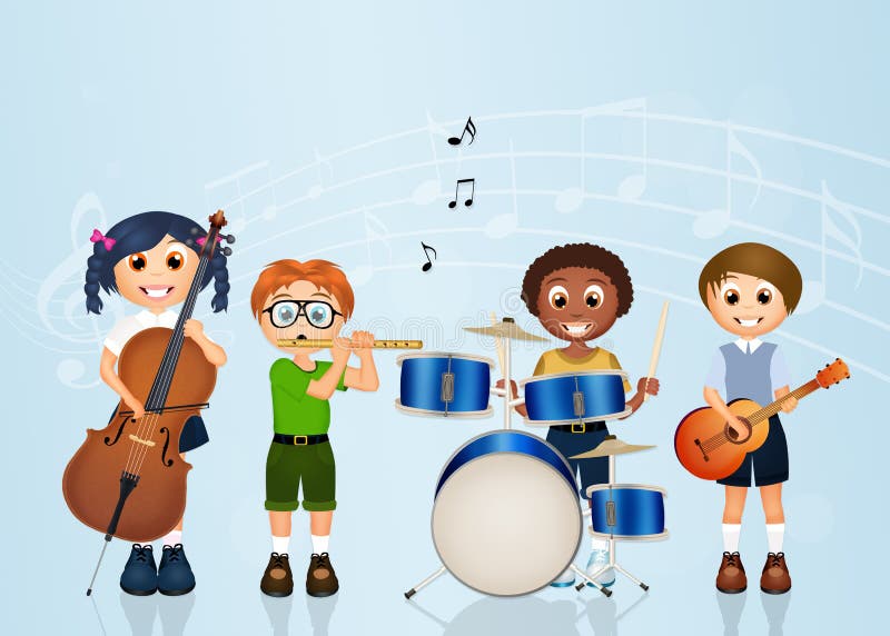 Children band music stock illustration. Illustration of girls - 71880244