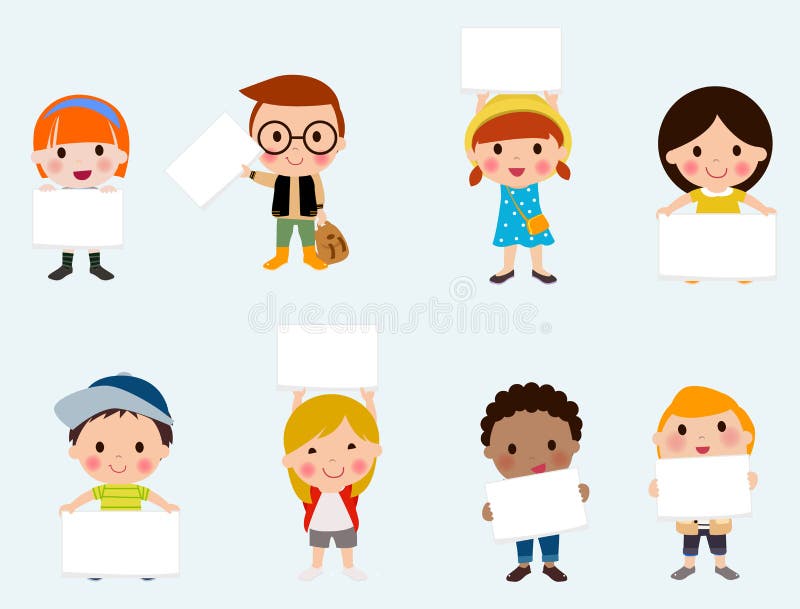 Children with banner stock vector. Illustration of corners - 72973566