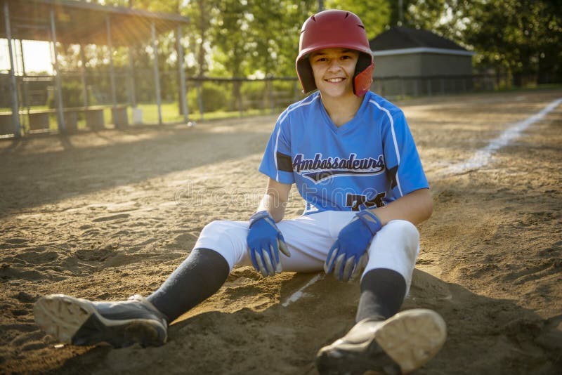 A Children Baseball Catcher Players Standing on the Playground Stock ...