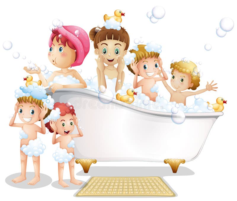 Children and bath stock vector. Illustration of bath - 45745427