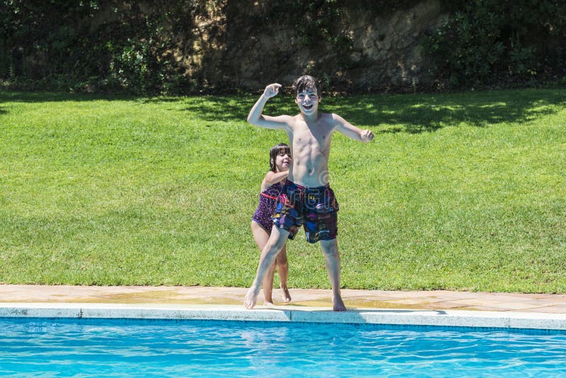 Children bathing in a pool stock image. Image of leisure - 57408735