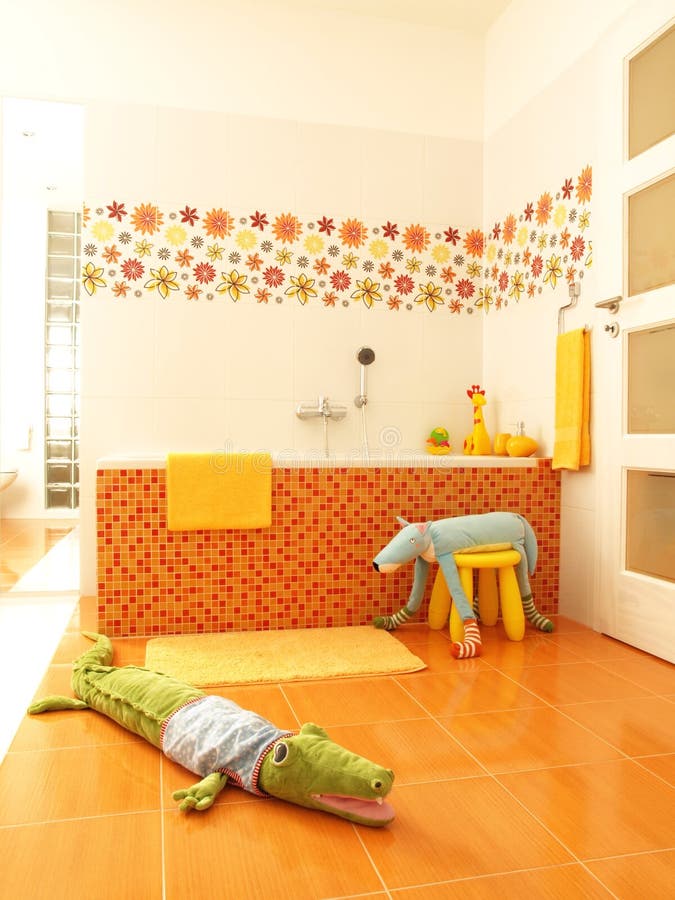 Colorful Children Bathroom with Toilet Stock Photo - Image of kids ...