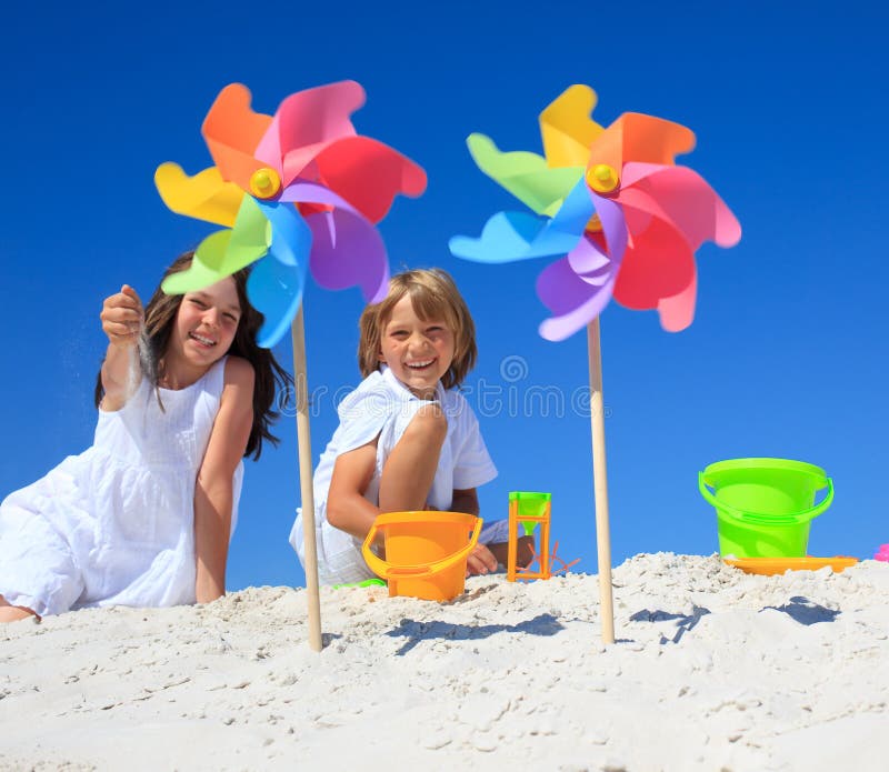 Children on beach stock image. Image of caucasian, sand - 13684357