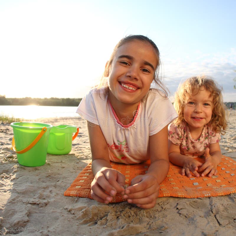 Children on beach stock photo. Image of sunrise, sunny - 19855172
