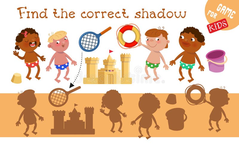 Find the Correct Shadow. Puzzle for Children. Activity, Vector ...