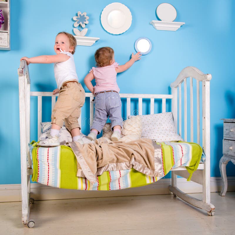 Children on the bed stock image. Image of comfort, glad - 37550973