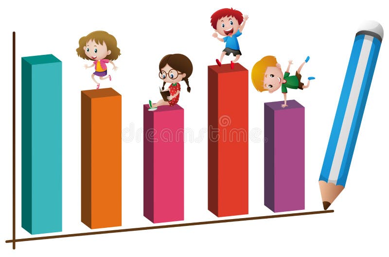 Children and big bar chart stock vector. Illustration of childhood ...