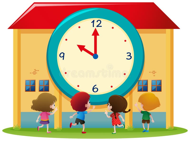 Ten o`clock with children stock vector. Illustration of clipart - 124230287