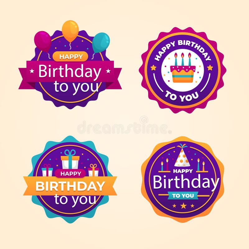 Children Birthday Badge Collection Vector Illustration. Stock Vector ...
