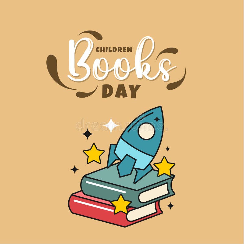 Children Books Day Retro Style Vector Design Stock Vector ...
