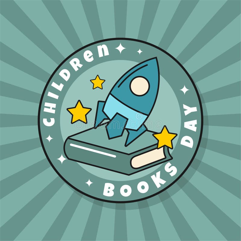 Children Books Day Retro Style Vector Design Stock Vector ...
