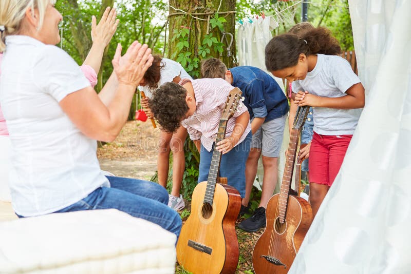 Children Bow after the Concert Performance Stock Image - Image of ...
