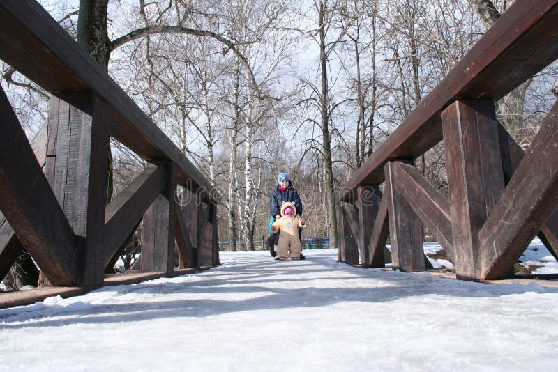 Children on the bridge stock image. Image of kids, walk - 67055235