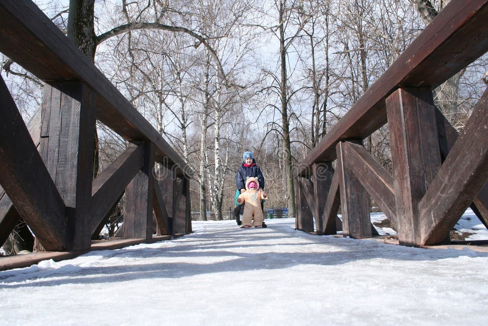 Children on the bridge stock image. Image of kids, walk - 67055235