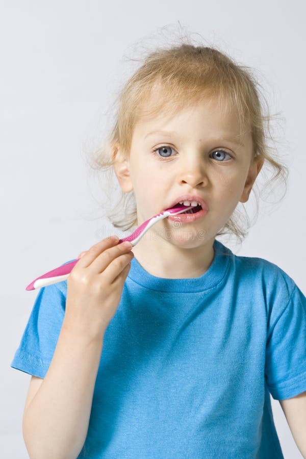 Children brushing teeth stock image. Image of wash, clean - 5626885