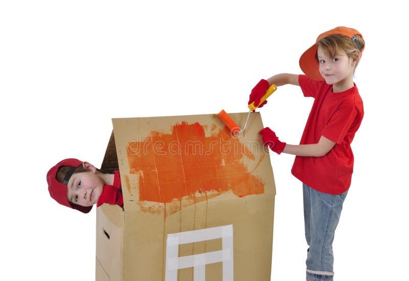 Children Building a Toy House Stock Image - Image of home, brother ...