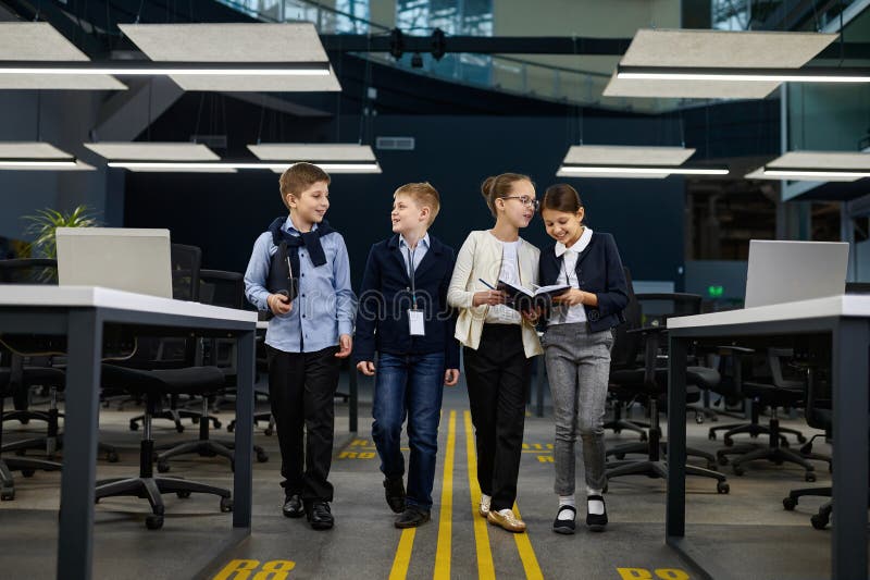 Children Business Team Discussing Work in Office Stock Photo - Image of ...