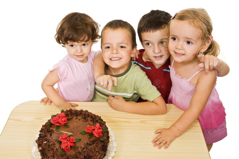 Children with cake stock image. Image of chocolate, people - 8105147