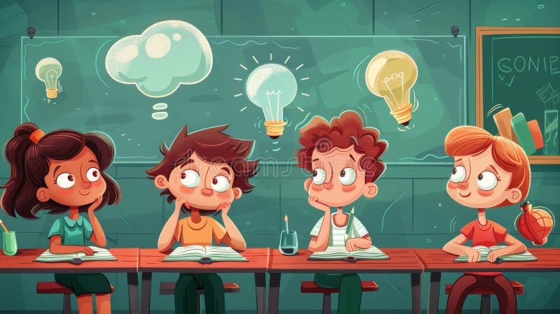 Children Can Brainstorm Game Posters Together Stock Photo - Image of ...