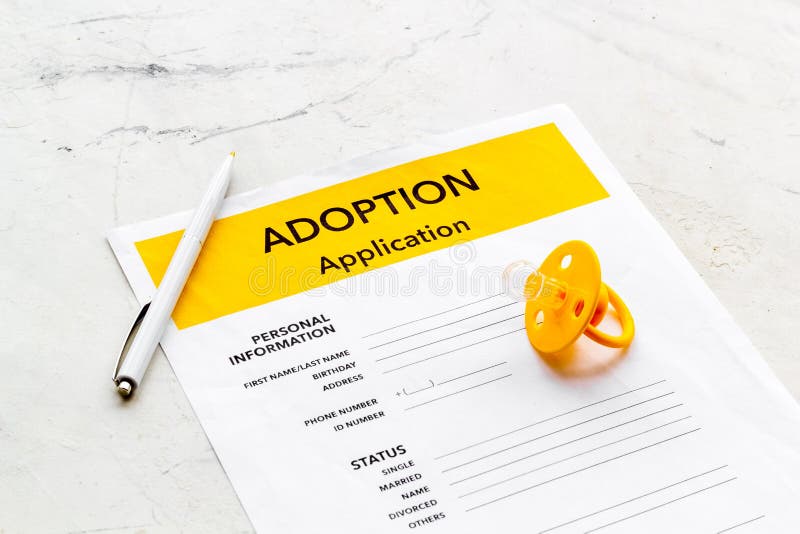 Children Care with Adoption Application and Toy on White Background ...
